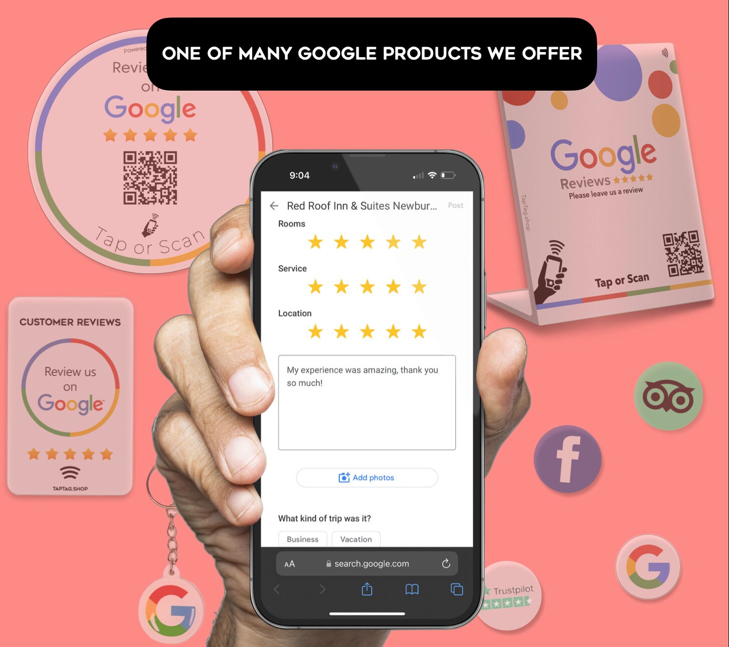 NFC Tap Google Review Keychain: Contactless Instant Reviews - Etsy