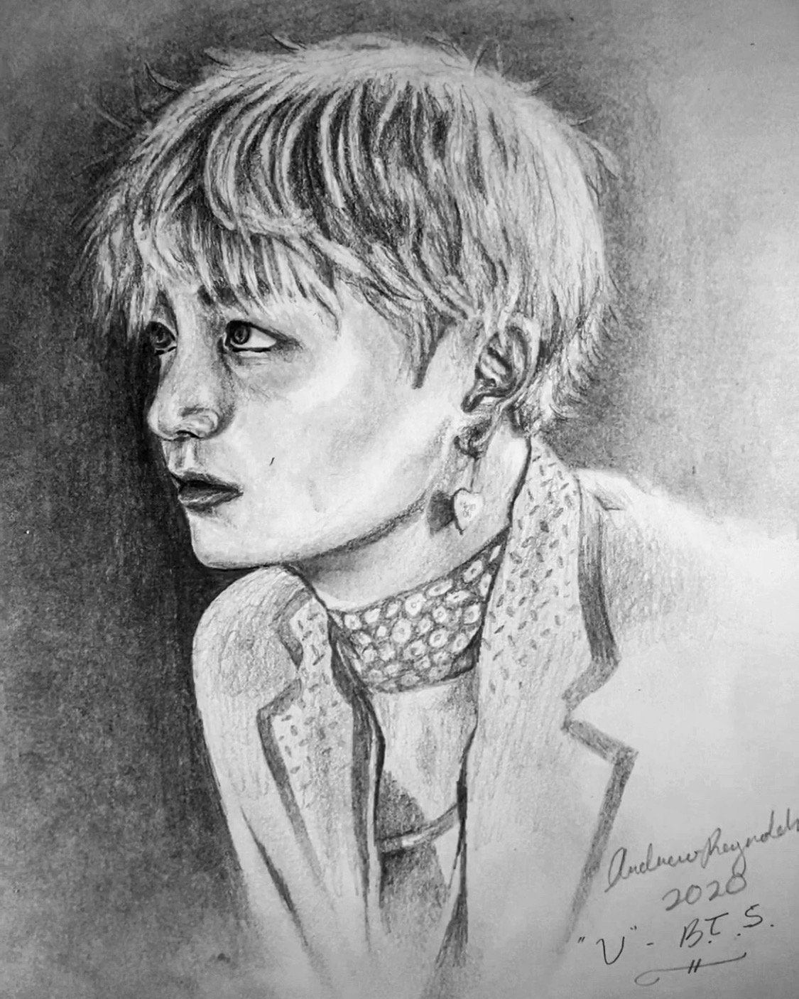 BTS Member “V” Celebrity Portrait Drawing - Etsy
