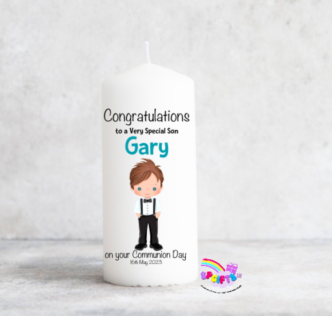 Boys First Holy Communion Candle Personalised My 1st Holy Communion Day ...