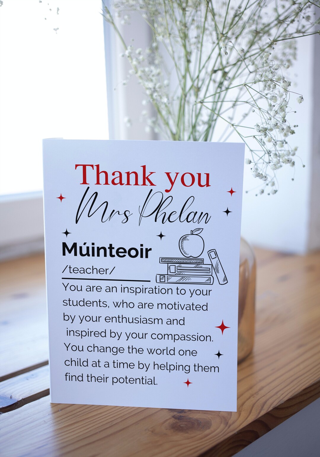 Thank You Múinteoir thank You Teacher Card Irish Teacher Card Irish ...