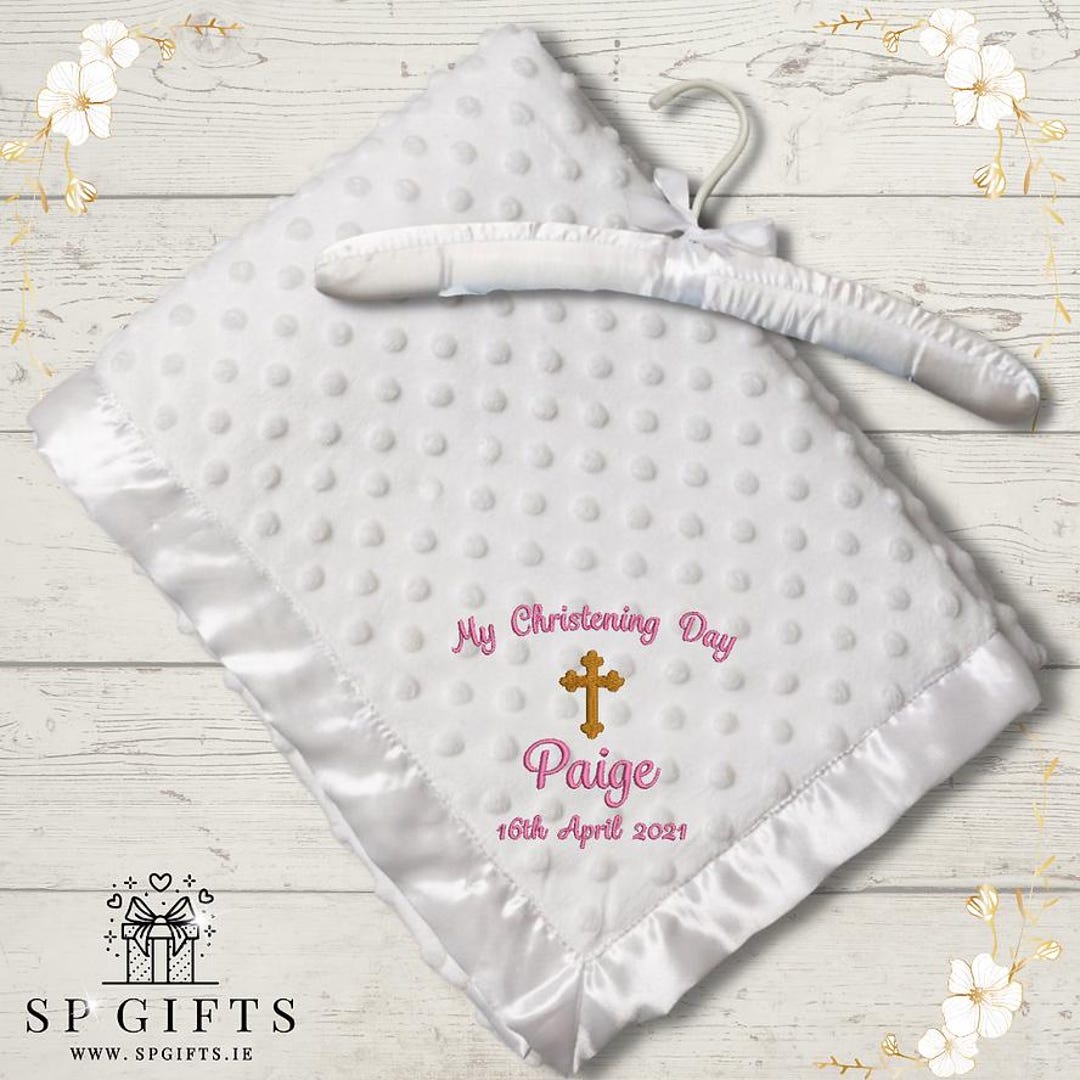 White Luxury Christening Dimple Wrap - on a Satin Padded Hanger - Ultra ...