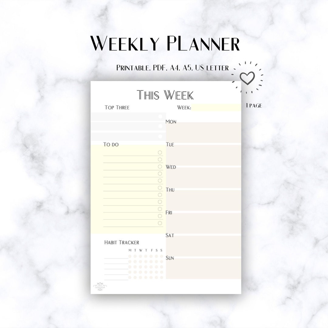 Weekly Planner Printable Planner PDF Weekly Printable - Etsy