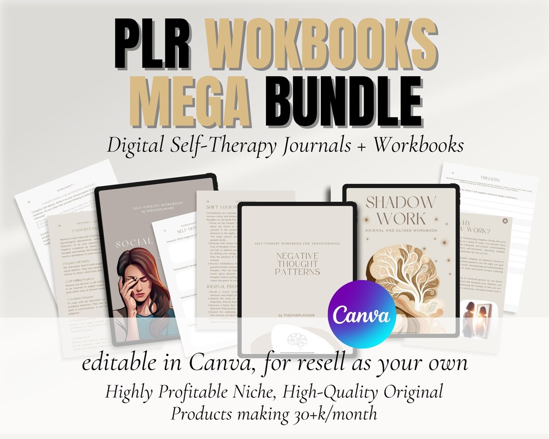 Plr Mrr Self Therapy Workbobundle, PLR Planner Bundle, Digital Products ...