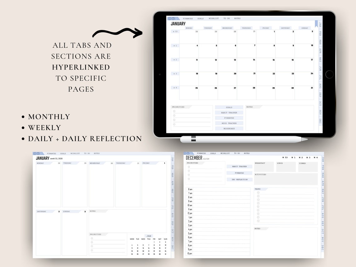 Digital Planner Goodnotes 2021 Digital DATED Daily Weekly - Etsy