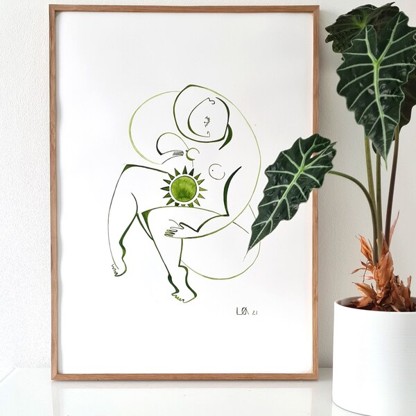 Humans No. 5. Simple Line Drawing. Graphic Art. Posca Pen Drawing. Wall ...