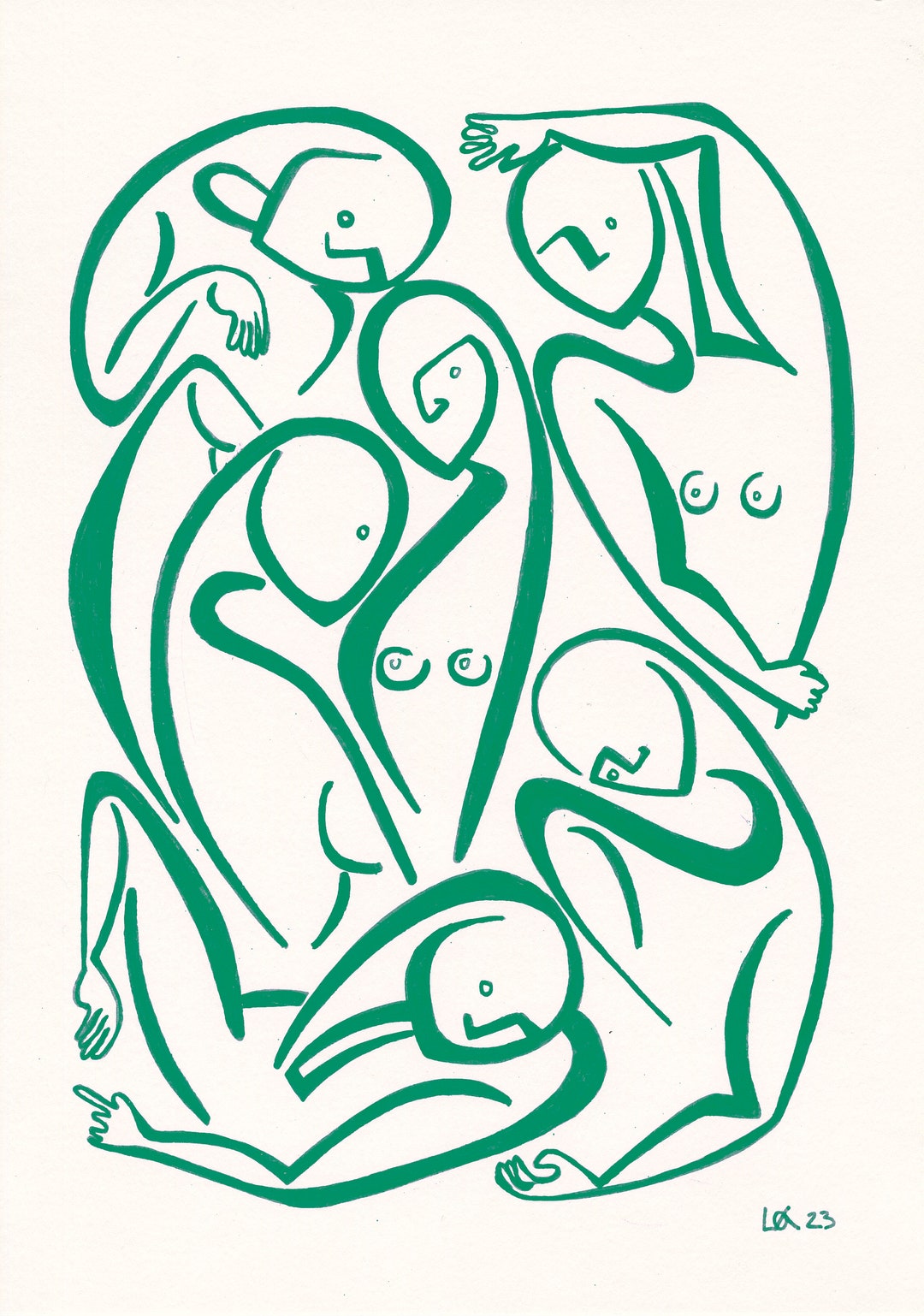 Humans No. 8. Simple Line Drawing. Graphic Art. Posca Pen Drawing. Wall ...