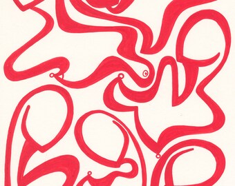 Humans No. 5. Simple Line Drawing. Graphic Art. Posca Pen Drawing. Wall ...