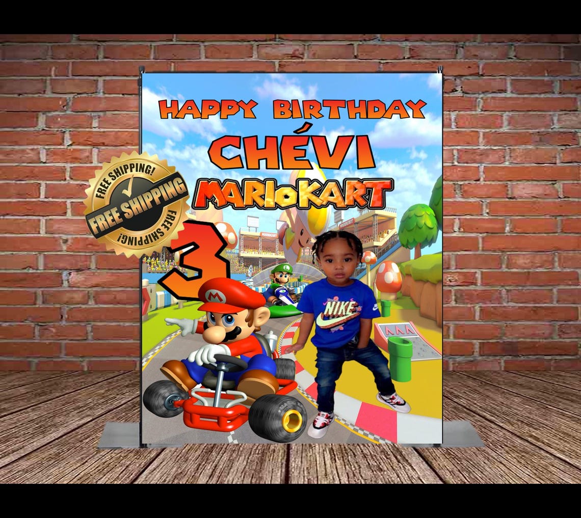 Super Mario Backdrop Banner, Luigi, Birthday Decoration, Kids Party ...