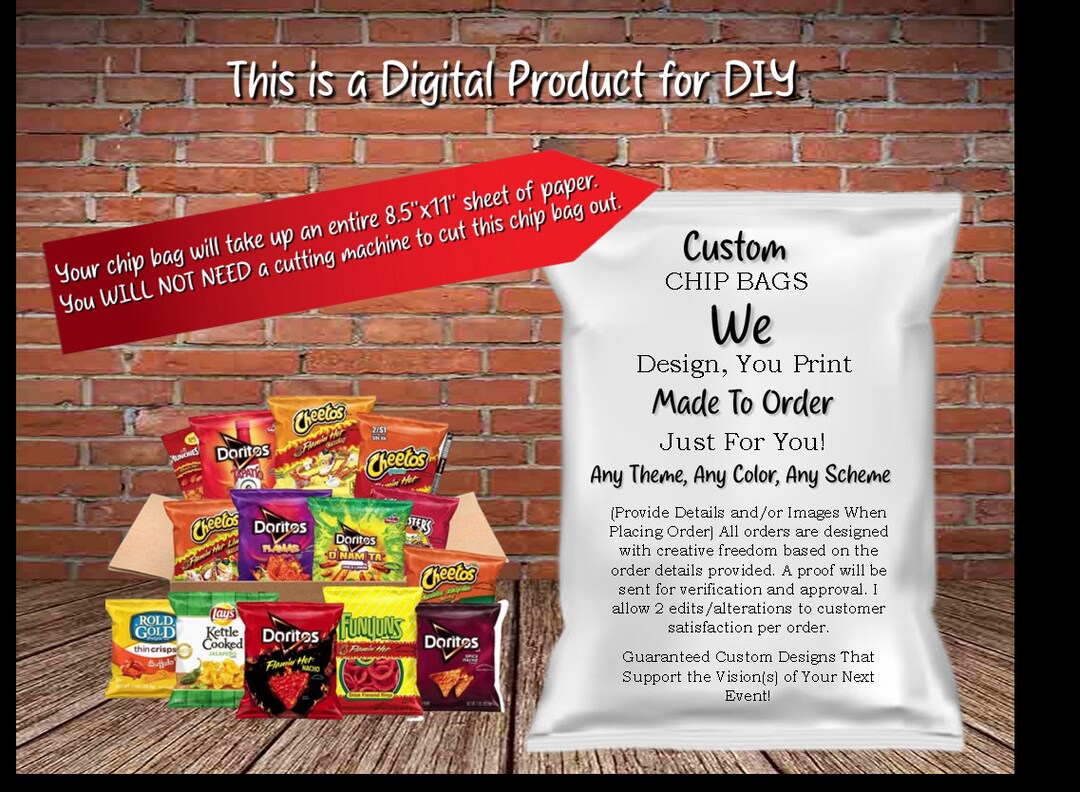 Printable Labels Party Bundle, Personalized Chips Bag Labels, Chips Bag ...