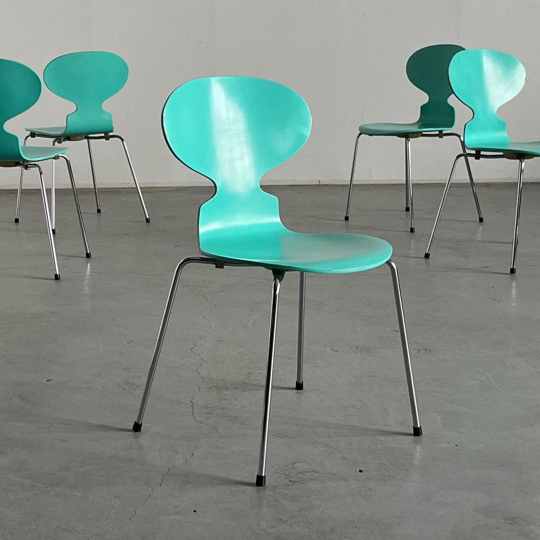 1 of 20 Vintage ‘ant’ Chairs in Rare Turquoise Colourway, by Arne ...