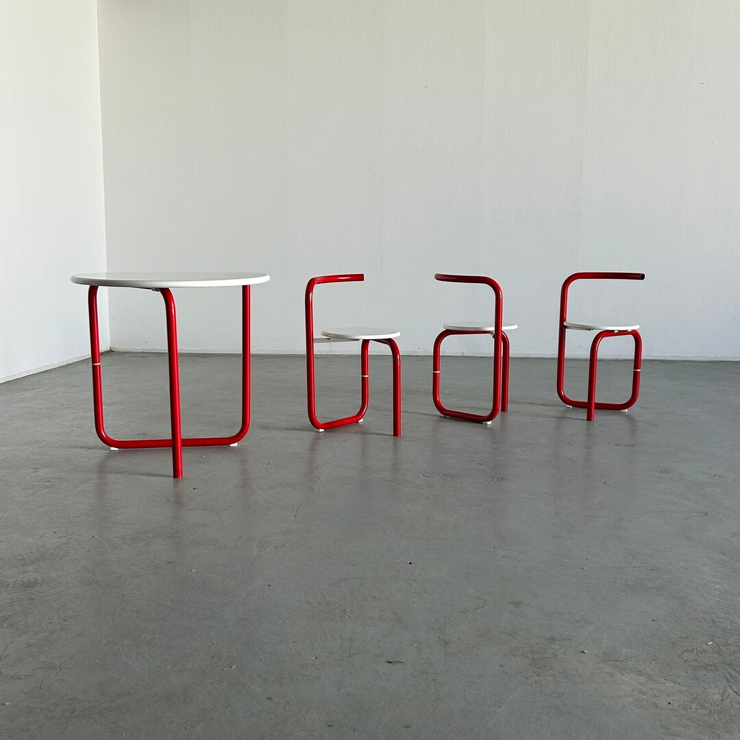 Vintage Minimalist Pop Art Garden Seating Set, Garden Patio Folding ...