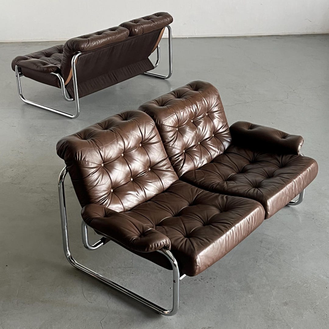 1 of 2 Vintage Ikea ‘borkum’ Sofas by Johan Bertil Häggström in Chrome ...