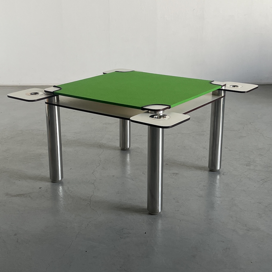 Vintage Joe Colombo Poker Game Table by Zanotta in Double Top White ...