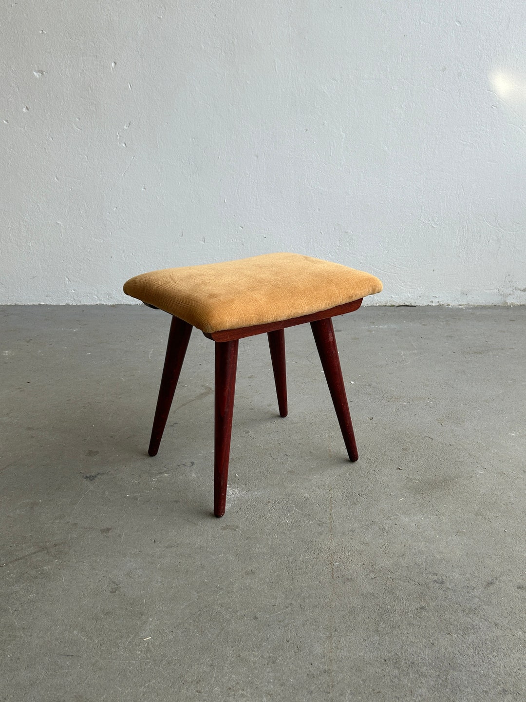 1960s Art Deco Footstool With Solid Wood Legs / Italian MCM - Etsy