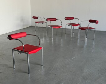 1 of 12 Vintage Postmodern Tubular Chair in the Style of Arcadia Chairs ...