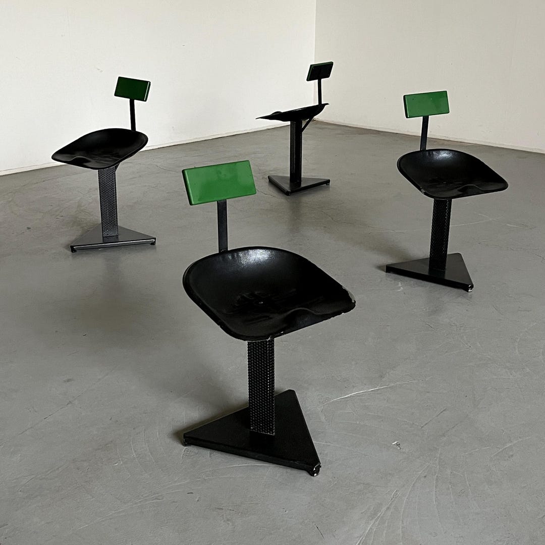 Set of 4 Italian Memphis Design Abstract Geometrical Postmodern Dining ...