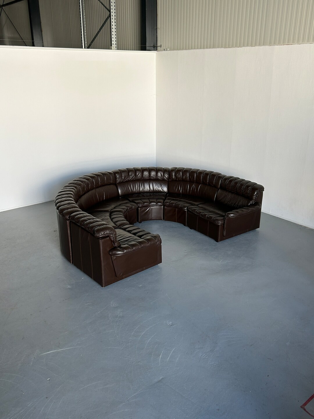 Mid-century-modern Leather Sectional Snake Sofa in the Style of De Sede ...