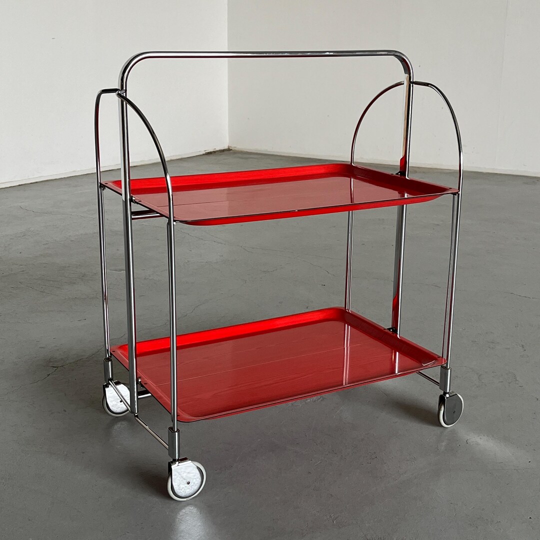 Vintage Red Dinett Serving Trolley by Bremshey Gerlinol, Mid-century ...