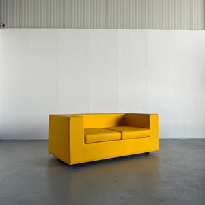 1960s Yellow "throw-away" Sofa by Willie Landels for Zanotta in Reupholstered Faux Leather ...