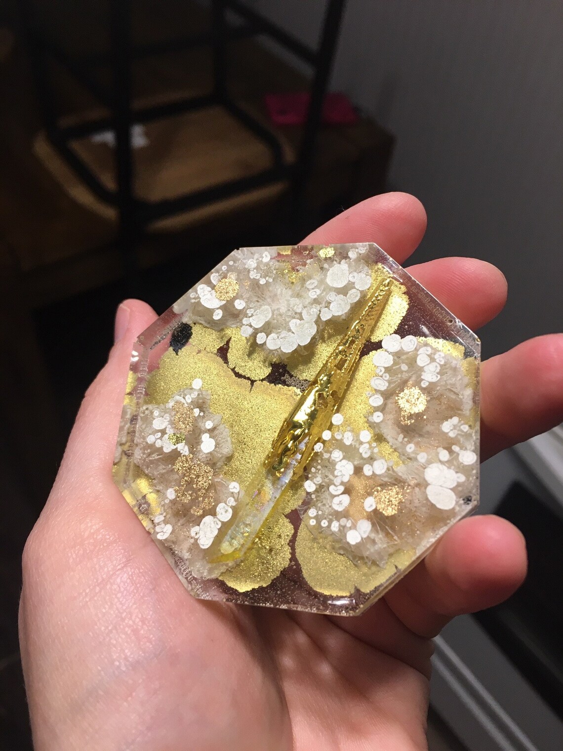 Gold Resin Decor With Embedded Gem Filigree - Etsy