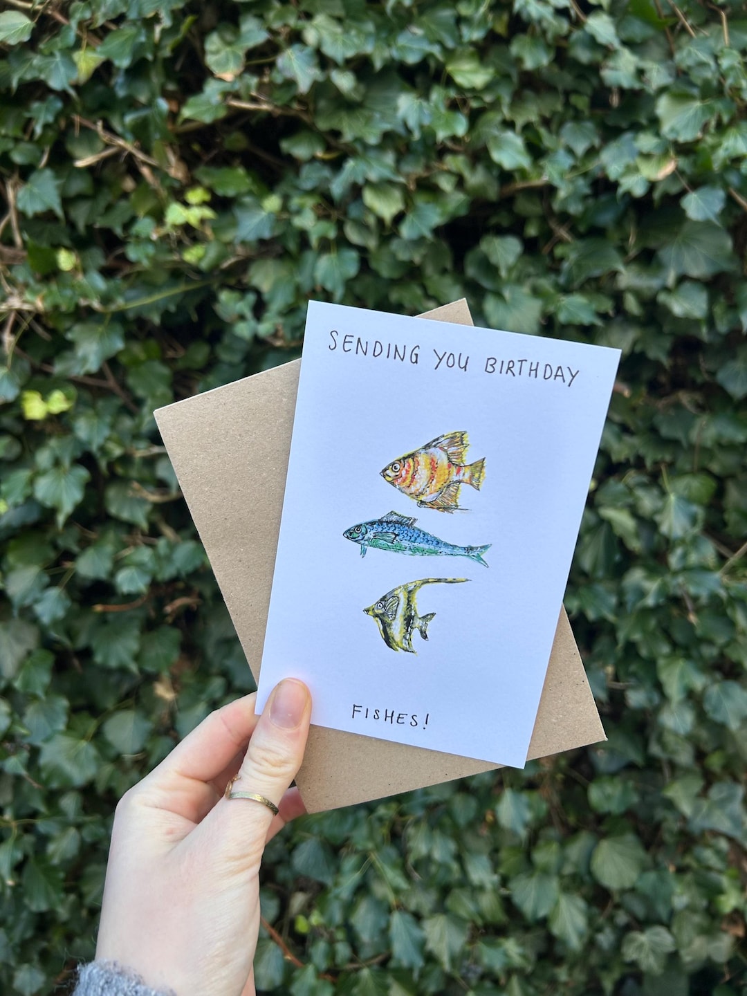 Funny Fish Birthday Card – Sending You Birthday Fishes – Animal Pun ...