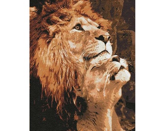Lion Paint by Number | Etsy