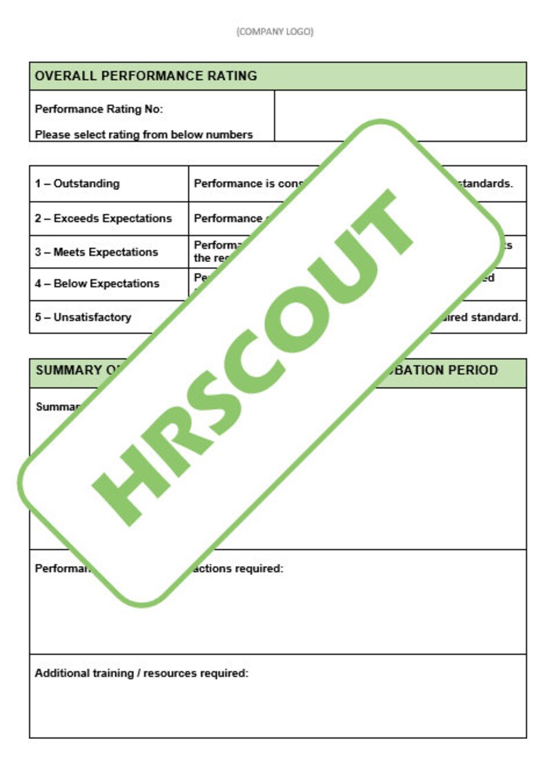 Employee 6 Month Probation Review Form & Guidelines - Etsy