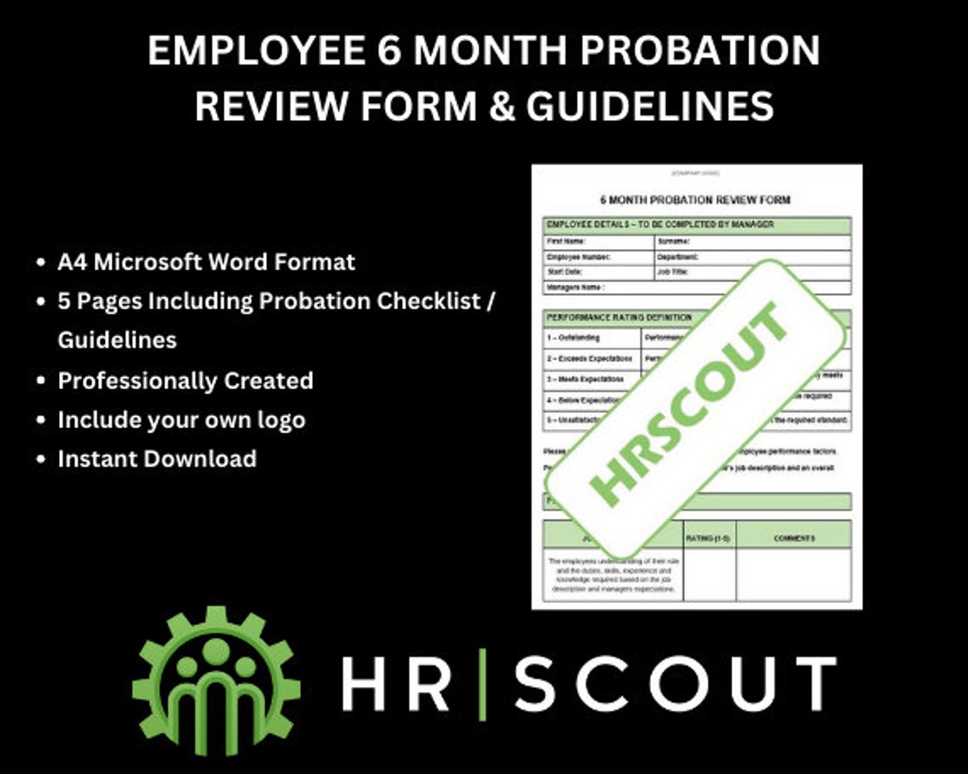 Employee 6 Month Probation Review Form & Guidelines - Etsy