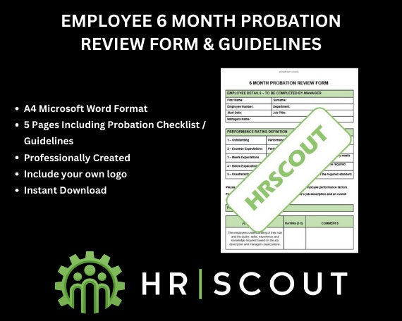 Employee 6 Month Probation Review Form & Guidelines - Etsy