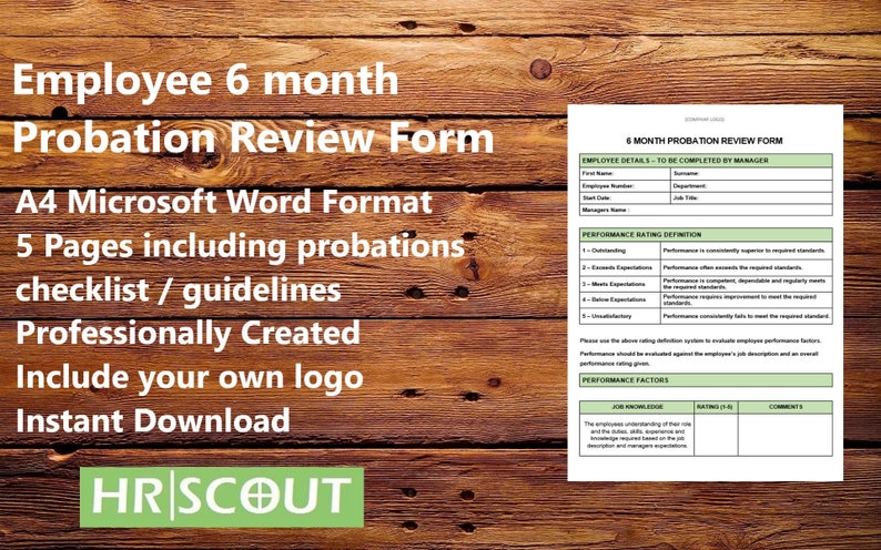 Employee 6 Month Probation Review Form & Guidelines (Instant Download ...