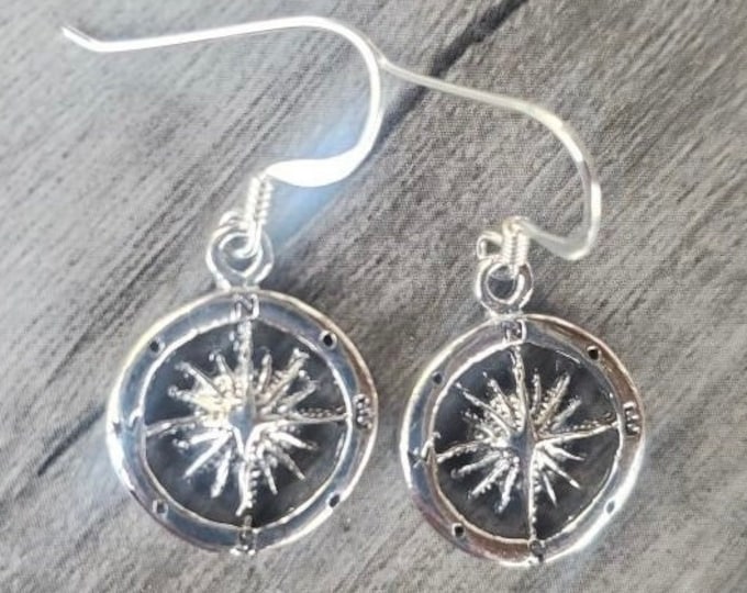 Small Hoop Earrings, Gold Starburst Compass Earrings, Dainty Gold Hoop ...