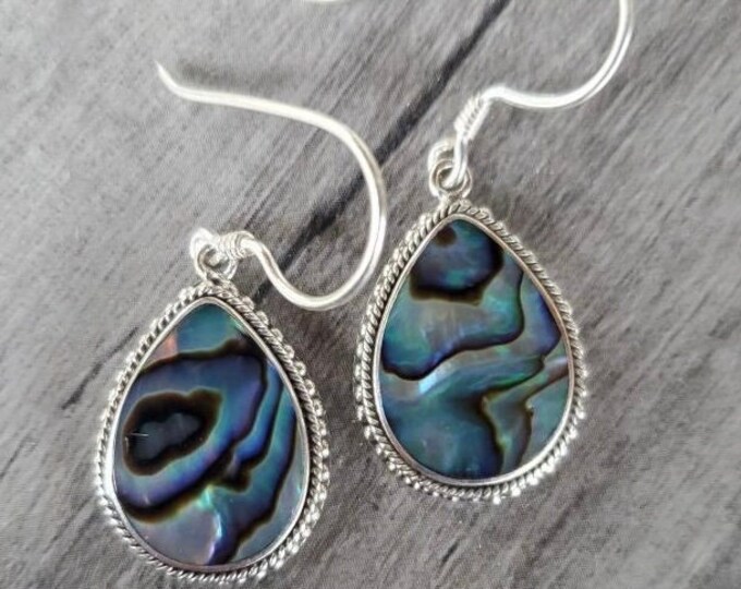 Sterling Silver And Abalone Teardrop Earrings With A Beautiful Etsy