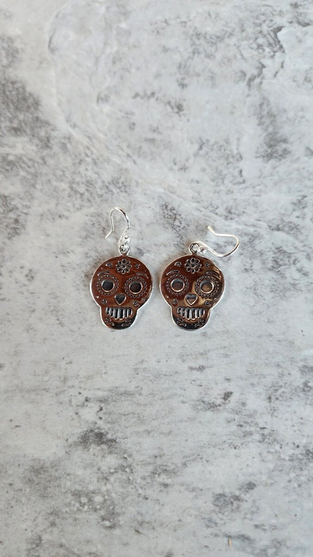 925 Sterling Silver Darling Skull Patina'd Earrings 1 h Halloween Gifts ...