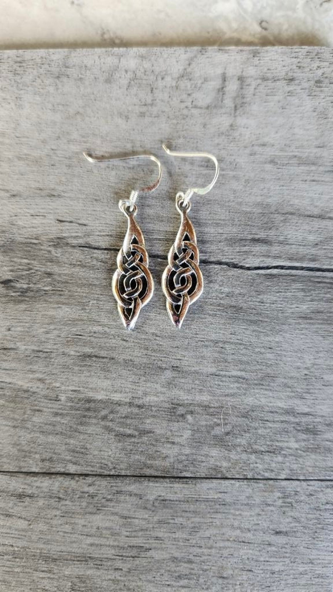 925 Sterling Silver Celtic Design Earrings 1 1/8h Gifts for Her ...