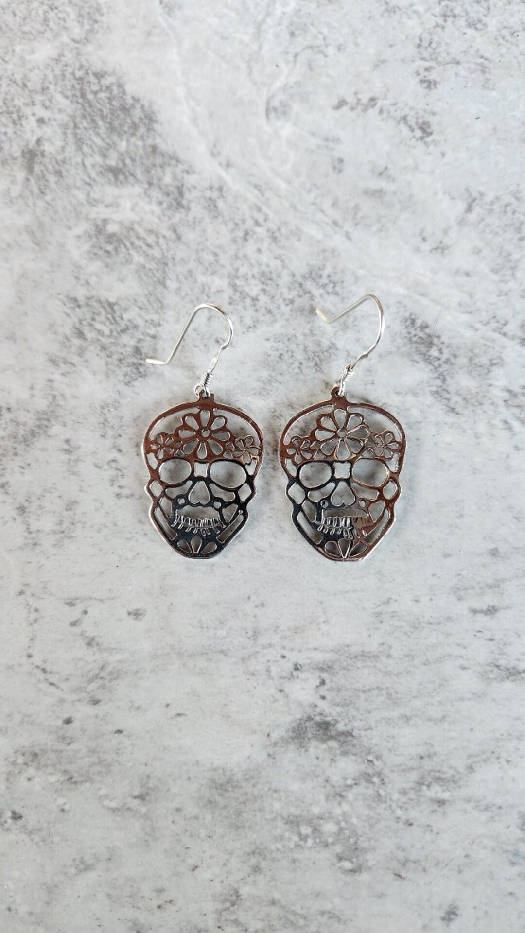 925 Sterling Silver Darling Skull Cutout Earrings 1 1/4h Halloween ...