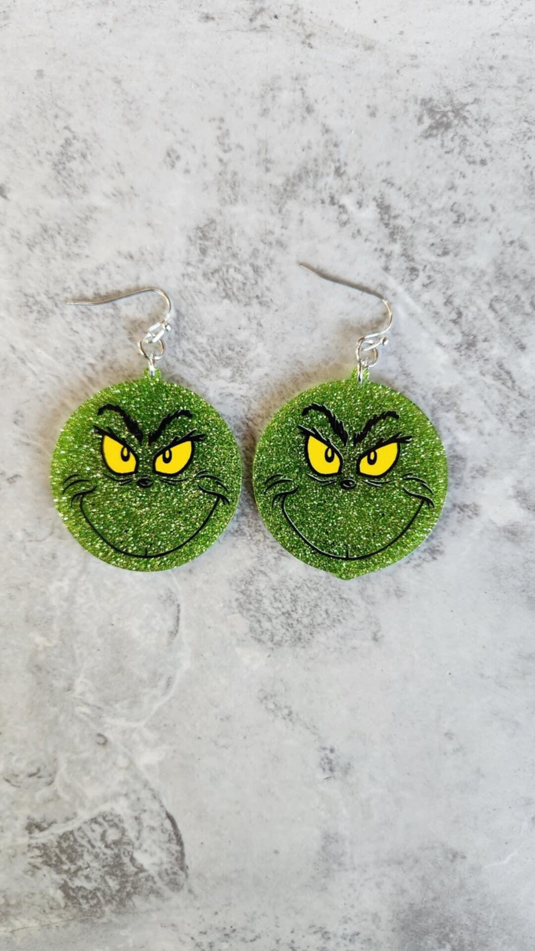 Super Cute Resin Grinch Face Earrings ( 1 2/3"h ) • Gifts for Her ...