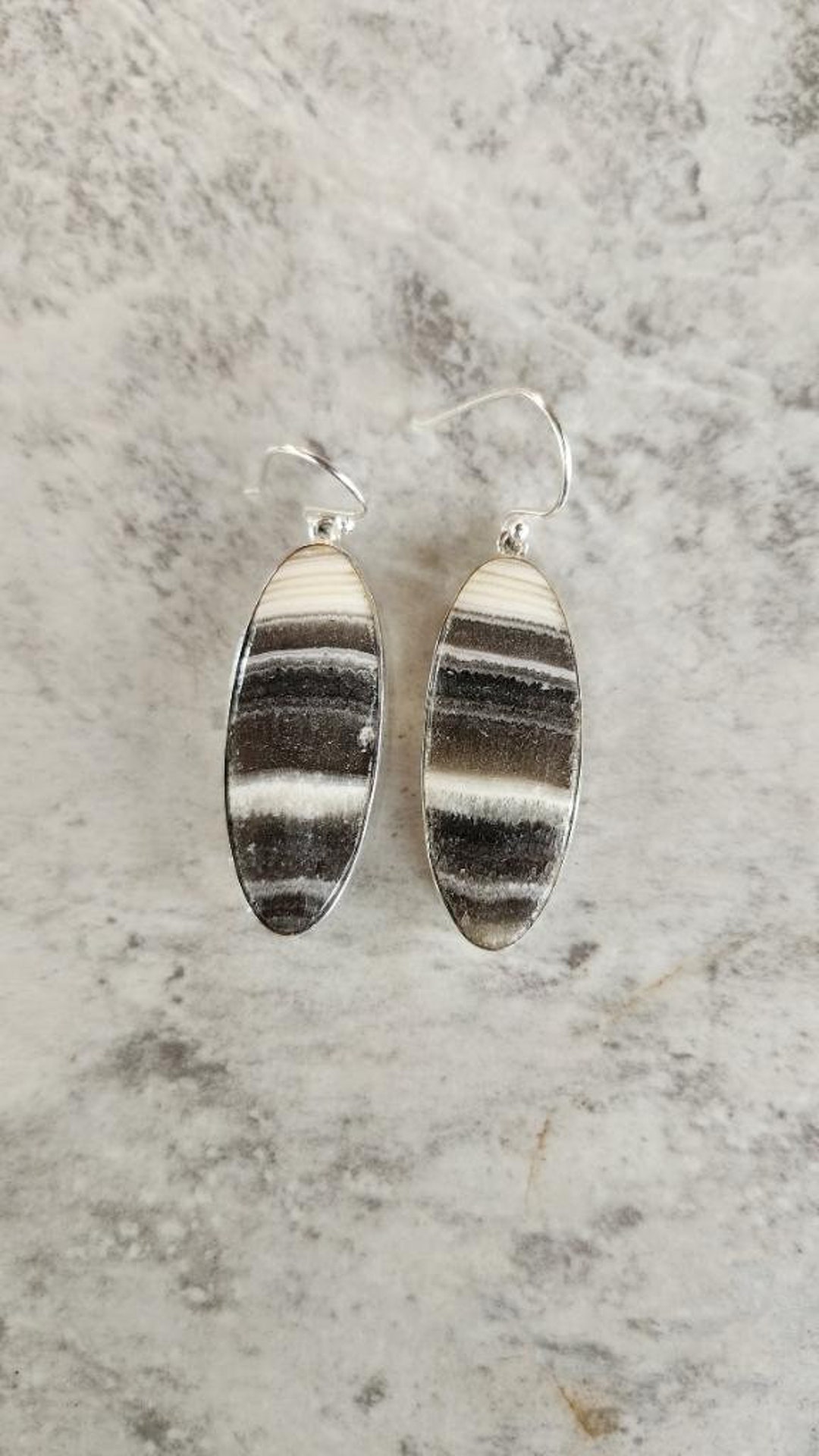 Genuine Zebra Calcite & 925 Sterling Silver Earrings 1 1/2h Gifts for ...