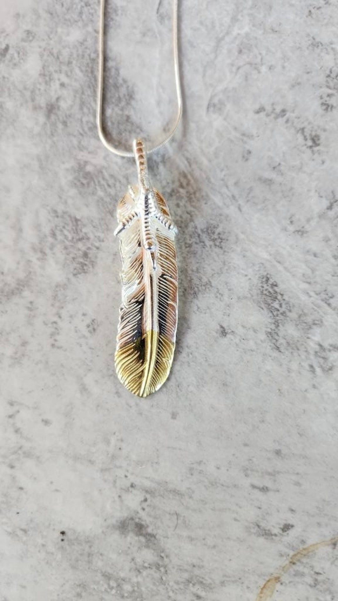 Genuine 925 Sterling Silver Intricate Feather Design W/eagle Claw Bail ...