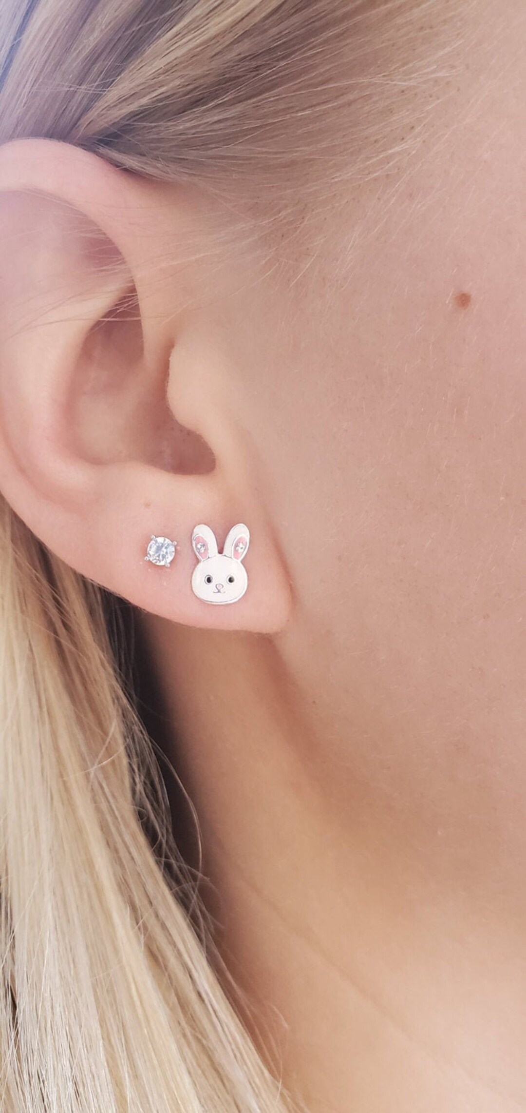 Sterling Silver Easter Bunny Post Earrings - Great Easter Gift! - Etsy