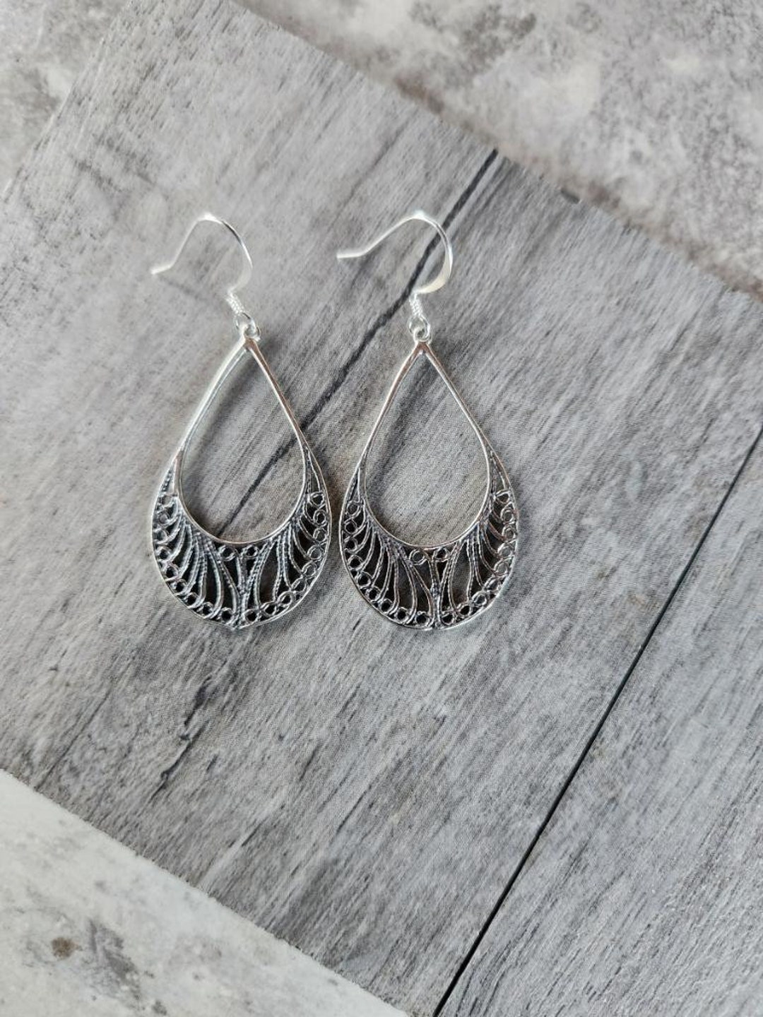 Sterling Silver Teardrop Hoop Design Earrings With an Extremely ...