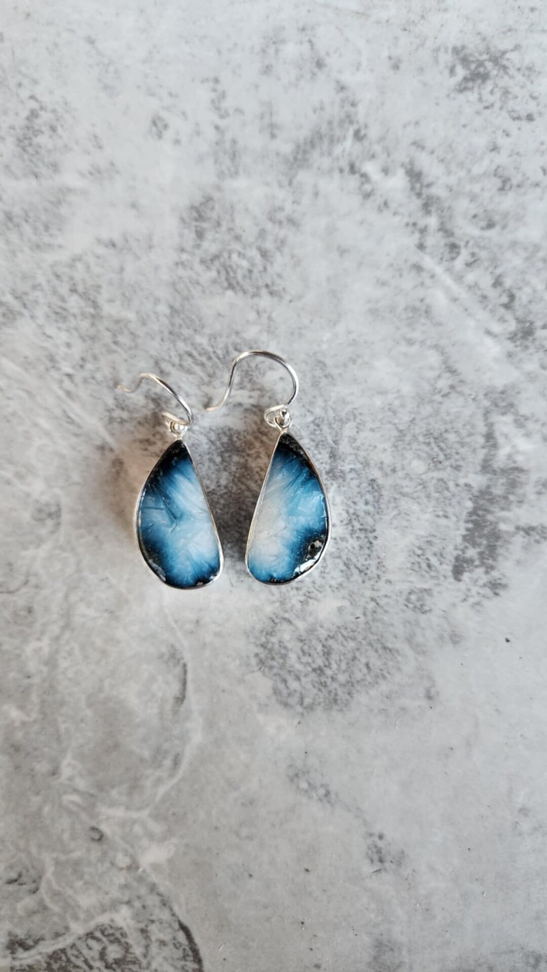 Genuine Blue Ice Glacierite Stone Earrings Set in 925 Sterling Silver ...