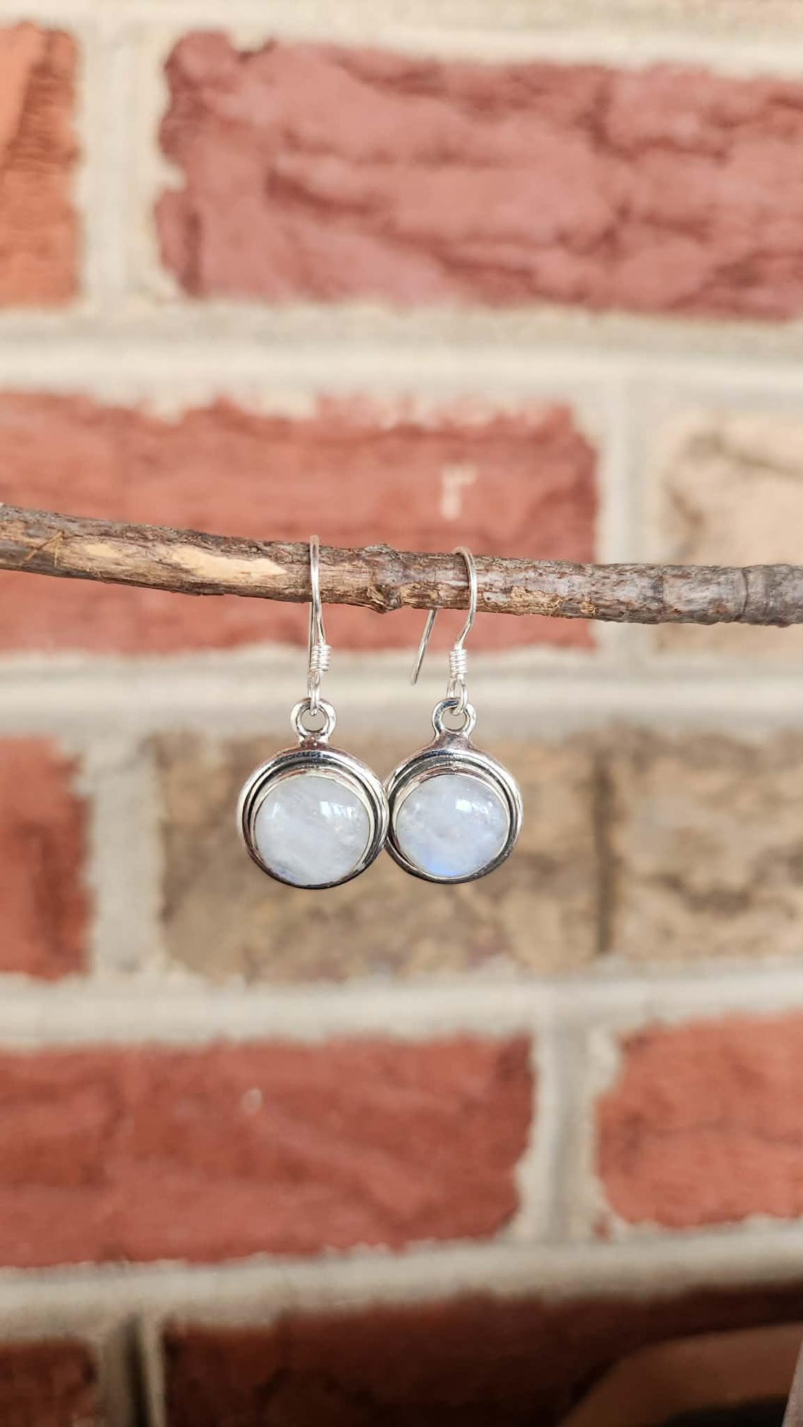 Genuine Moonstone Modern Design Circular Earrings Set in 925 Sterling ...