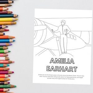 Amelia Earhart Coloring Page - Home School History Lesson - Social ...