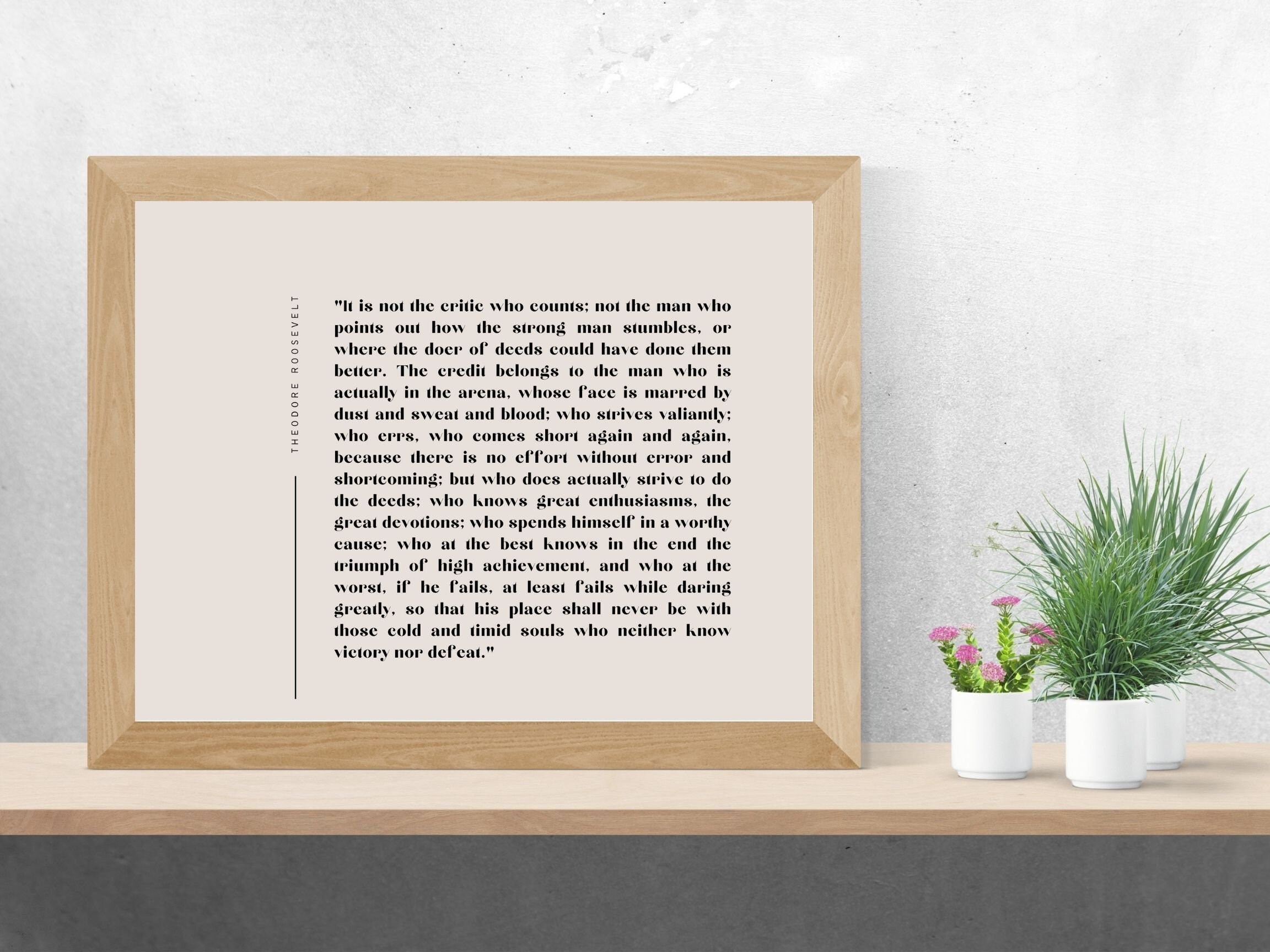 Printable Theodore Roosevelt Quote Man in the Arena Poem - Etsy
