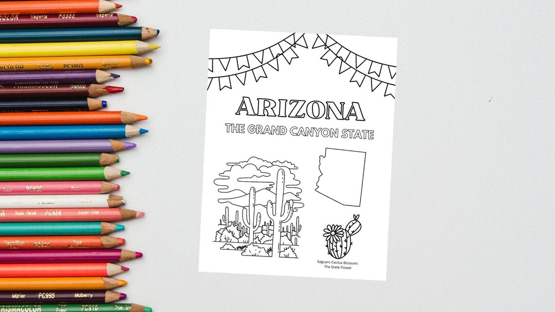 Arizona Coloring Page | Elementary Geography Activity | Geography ...