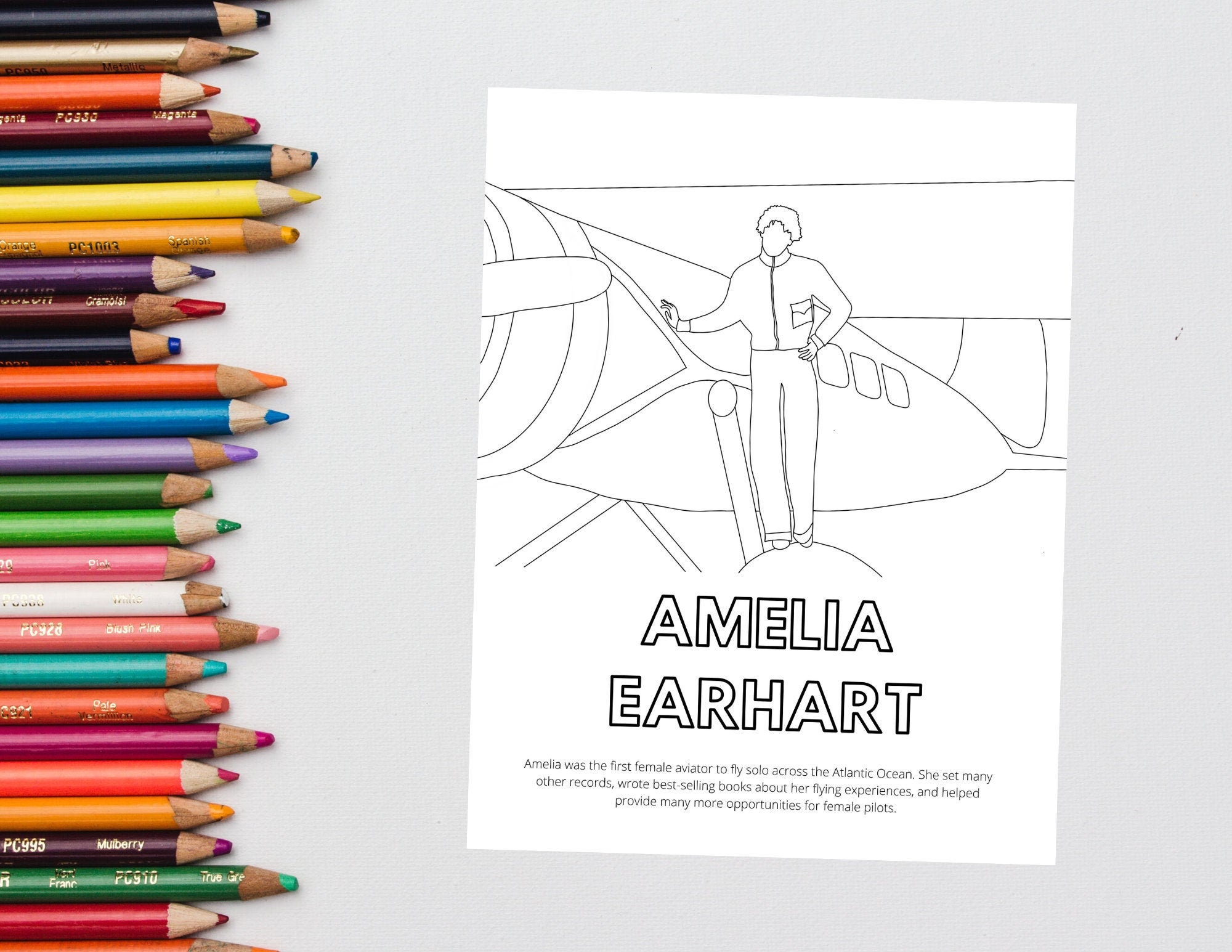 Amelia Earhart Coloring Page - Home School History Lesson - Social ...