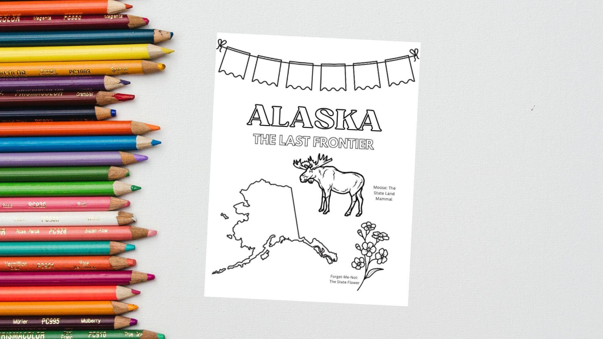 Alaska Coloring Page | Elementary Educational Activity | Geography ...