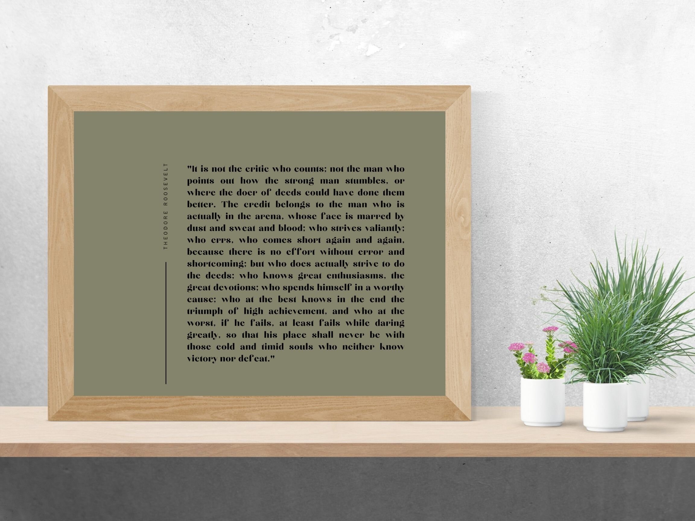 Printable Theodore Roosevelt Quote Man in the Arena Poem - Etsy