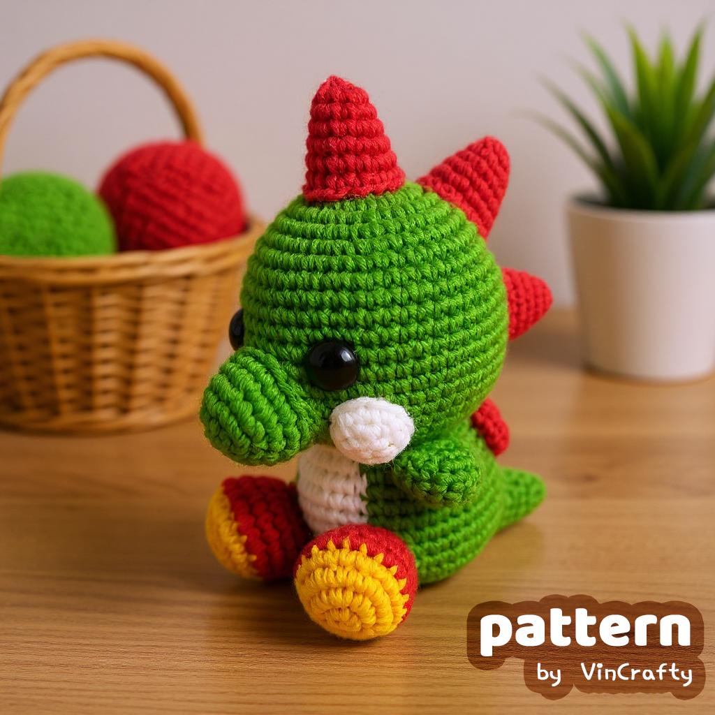 Baby Green Dragon Pattern Amigurumi Vincrafty PDF File [US Terms] - Etsy