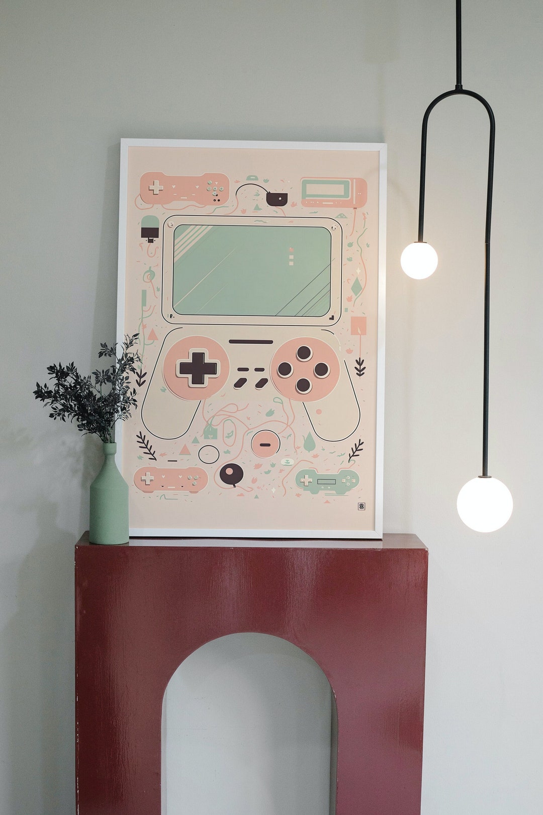 Console Gaming Controller Inspired Wall Art, Mid Century Modern ...